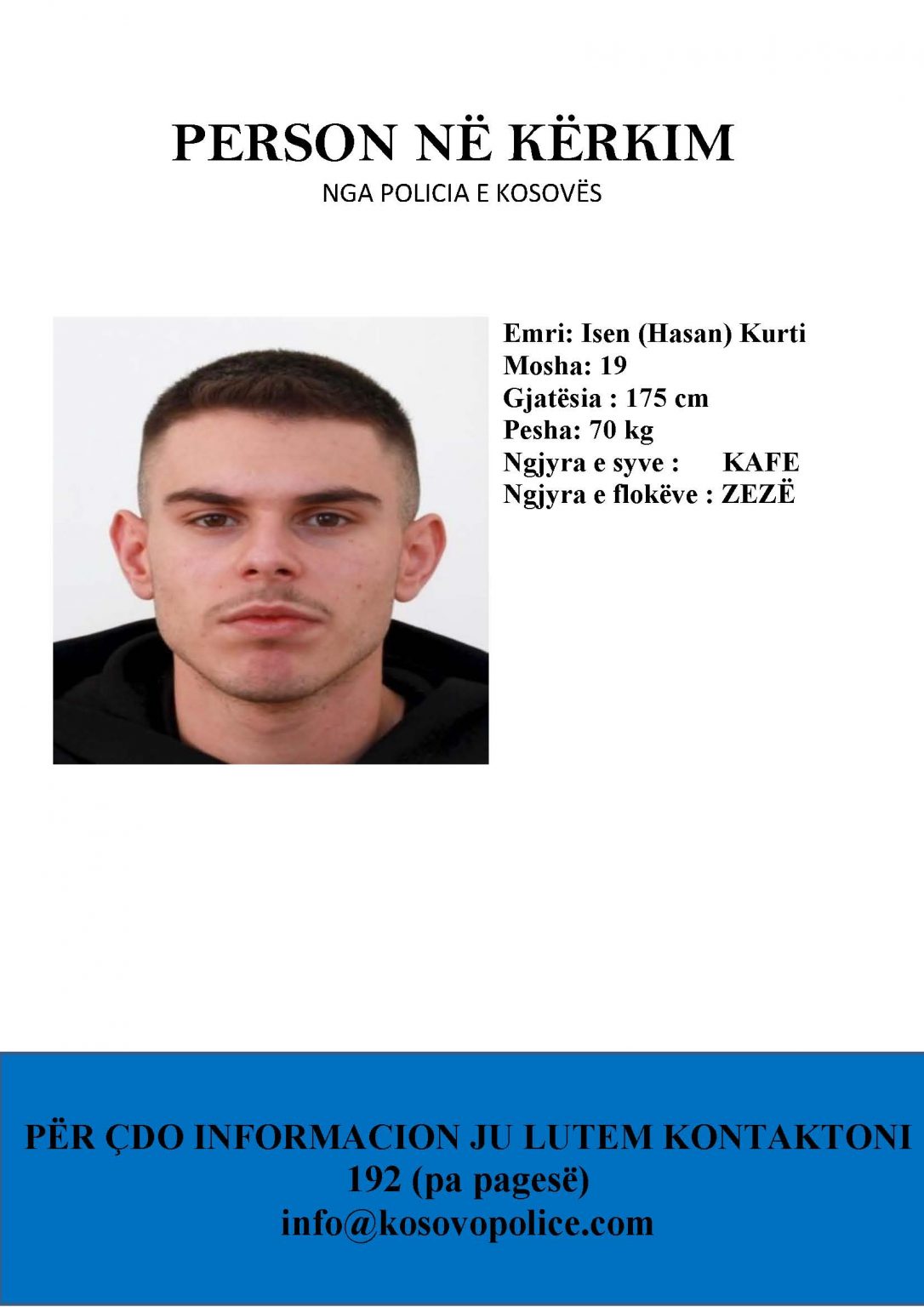 Kërkesë për bashkëpunim me qytetar – Policia e Kosovës